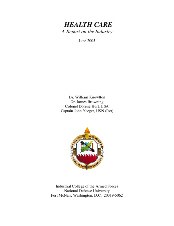 (PDF) Health Care: A Report on the Industry | Antonio Coleman ...