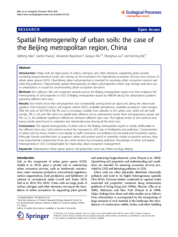 (PDF) Spatial heterogeneity of urban soils: the case of the Beijing ...