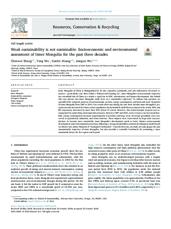 (PDF) Weak sustainability is not sustainable: Socioeconomic and ...