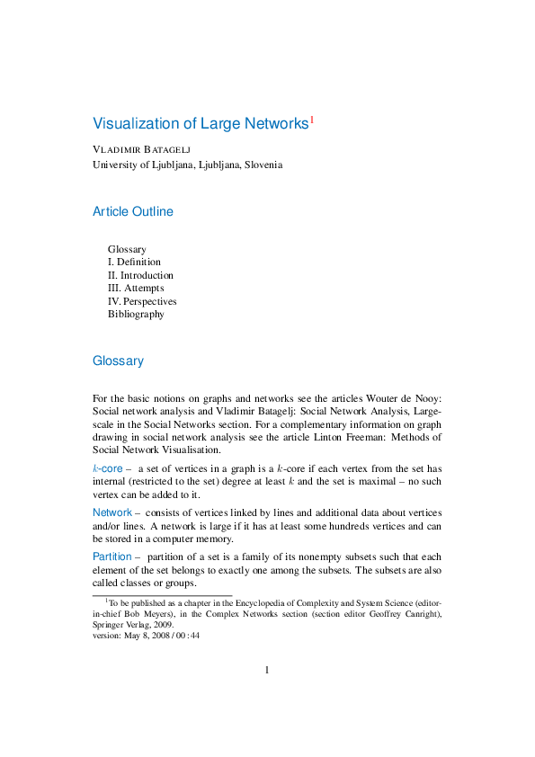 (PDF) Visualization of large networks