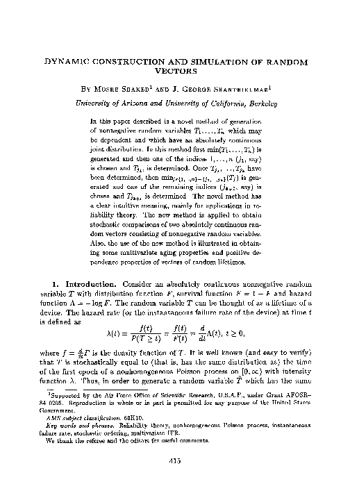 (PDF) Dynamic construction and simulation of random vectors