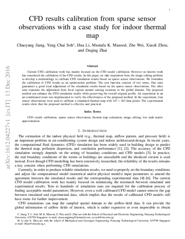 CFD results calibration from sparse sensor observations with a case ...