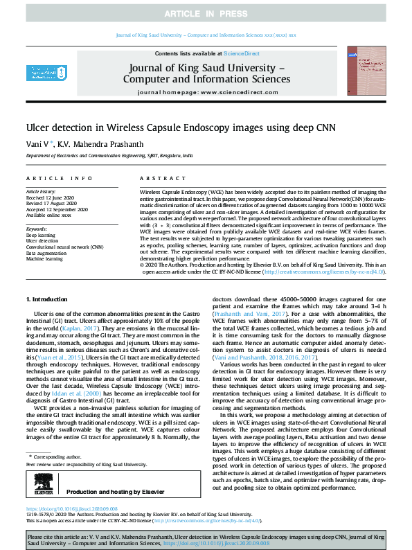 (PDF) Ulcer Detection in Wireless Capsule Endoscopy Images Using Bidimensional Nonlinear Analysis