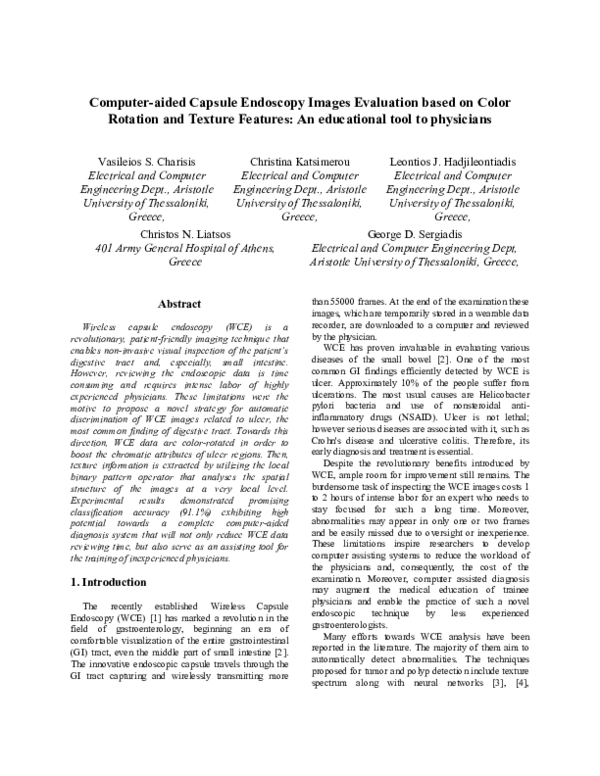 Pdf Computer Aided Capsule Endoscopy Images Evaluation Based On Color Rotation And Texture