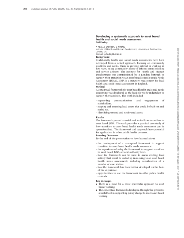 (PDF) Developing a systematic approach to asset based health and social ...