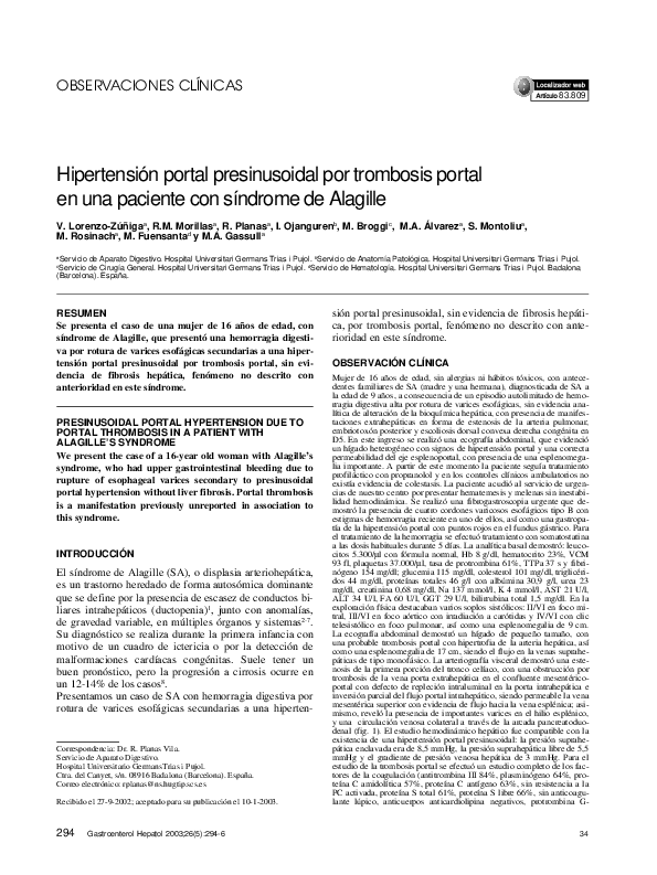 (PDF) Hipertensión portal presinusoidal por trombosis portal en una ...