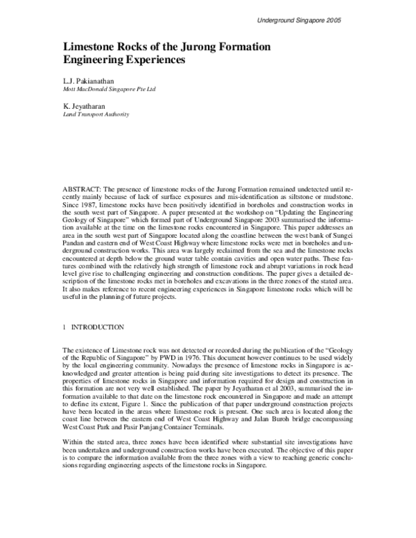 (PDF) Limestone Rocks of the Jurong Formation Engineering Experiences