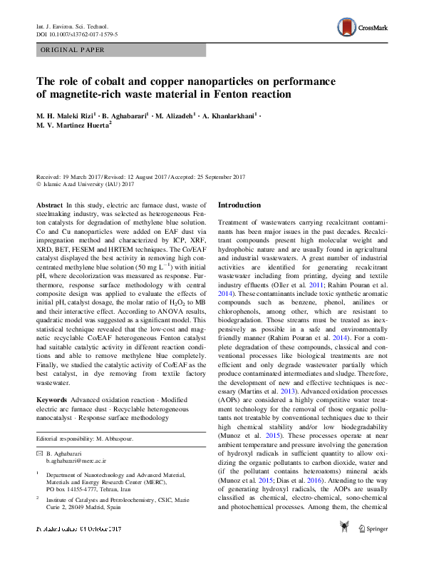 (PDF) The role of cobalt and copper nanoparticles on performance of ...