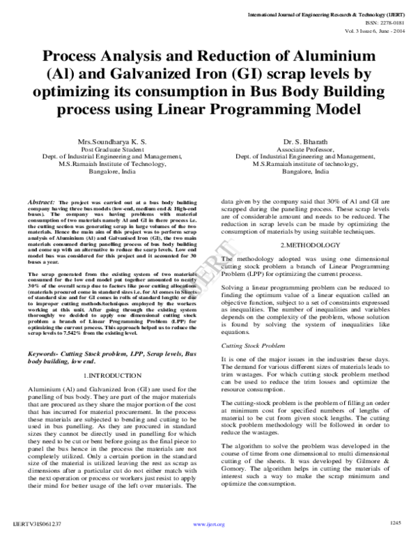 (PDF) Process Analysis and Reduction of Galvanized Iron (GI) scrap levels by optimizing its ...