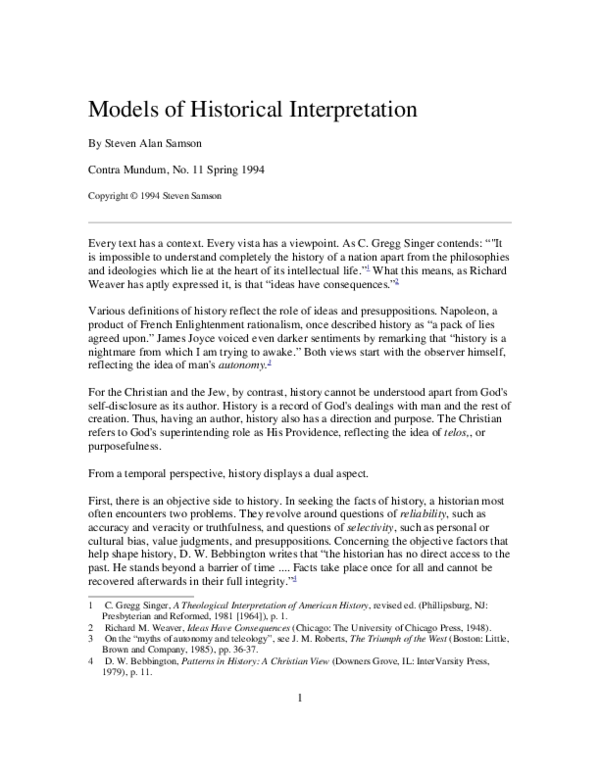 (PDF) Models of Historical Interpretation