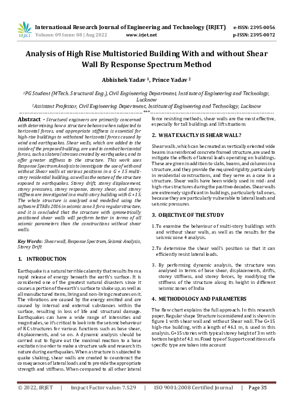 (PDF) Analysis of High Rise Multistoried Building With and without Shear Wall By Response ...