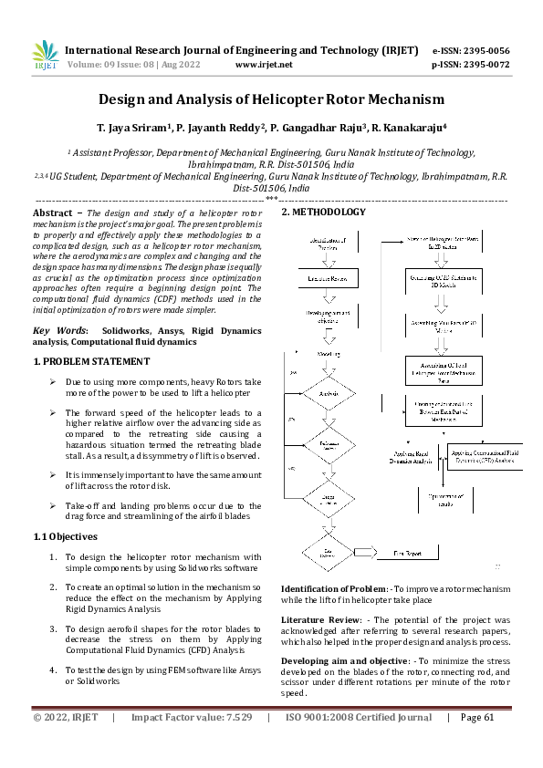 (PDF) Design and Analysis of Helicopter Rotor Mechanism