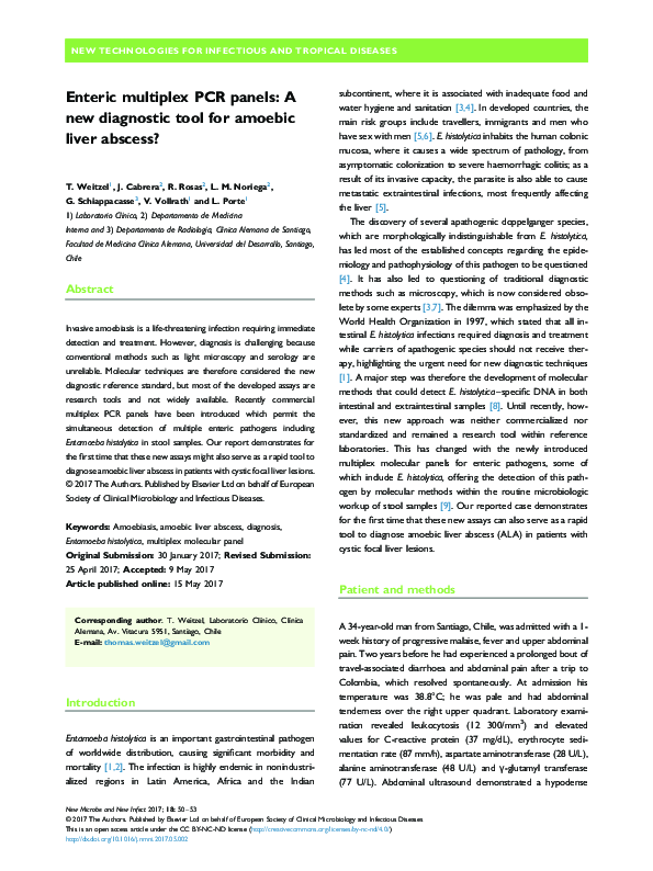 (PDF) Enteric multiplex PCR panels: A new diagnostic tool for amoebic ...