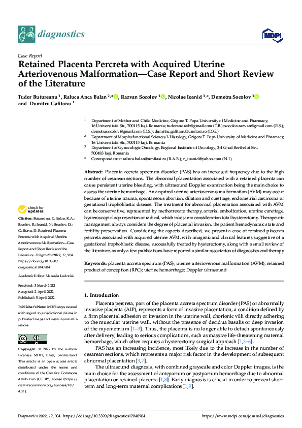 (PDF) Retained Placenta Percreta with Acquired Uterine Arteriovenous ...