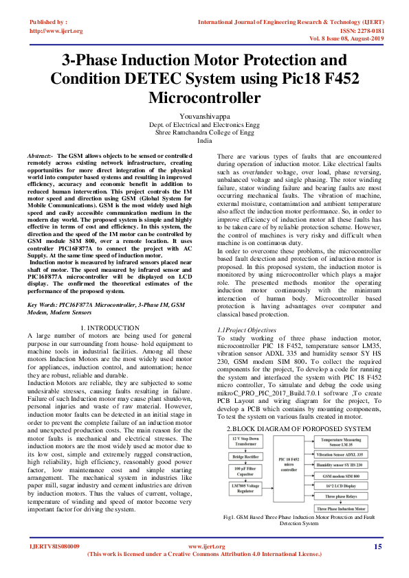 Pdf Gsm Controlled 3 Phase Induction Motor Protection System