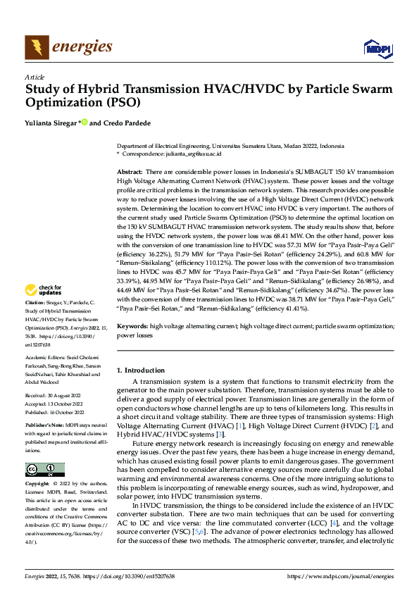 (PDF) Study of Hybrid Transmission HVAC/HVDC by Particle Swarm ...