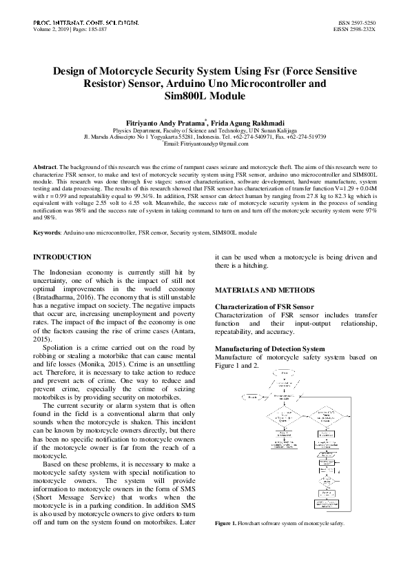 (PDF) Design of Motorcycle Security System Using Fsr (Force Sensitive Resistor) Sensor, Arduino ...
