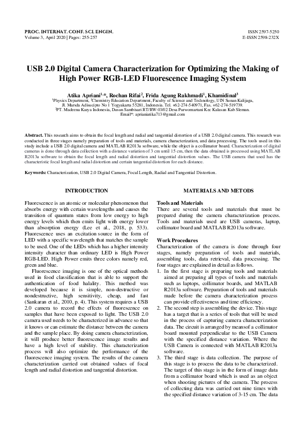 (PDF) USB 2.0 Digital Camera Characterization for Optimizing the Making ...