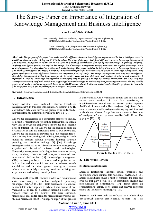 (PDF) The Survey Paper on Importance of Integration of Knowledge Management and Business ...