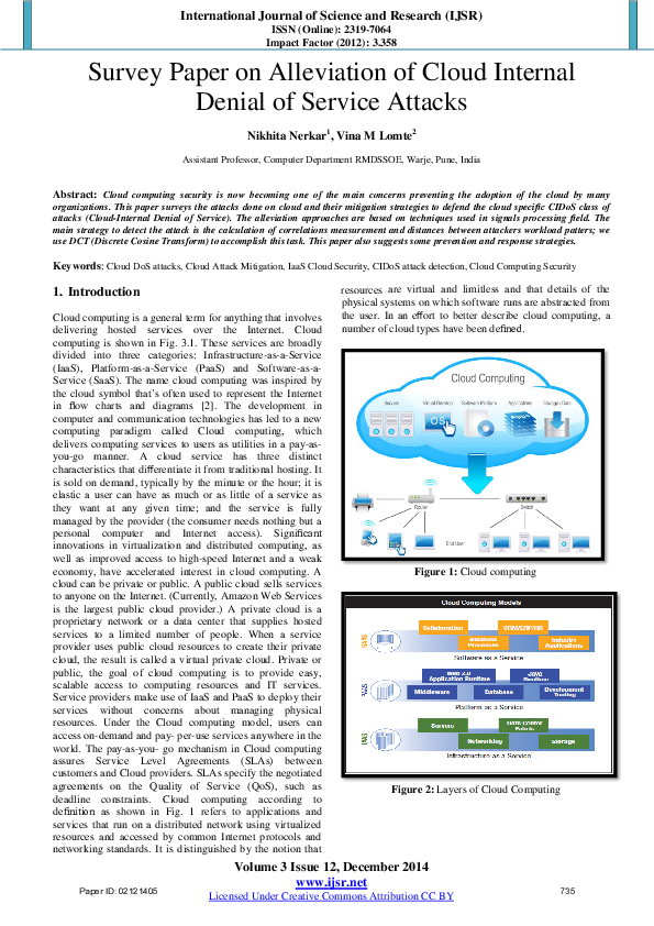 (PDF) Survey Paper on Alleviation of Cloud Internal Denial of Service Attacks