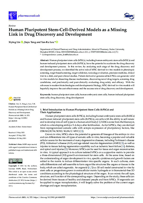 Pdf Hpsc Derived Models Enhance Drug Discovery And Development