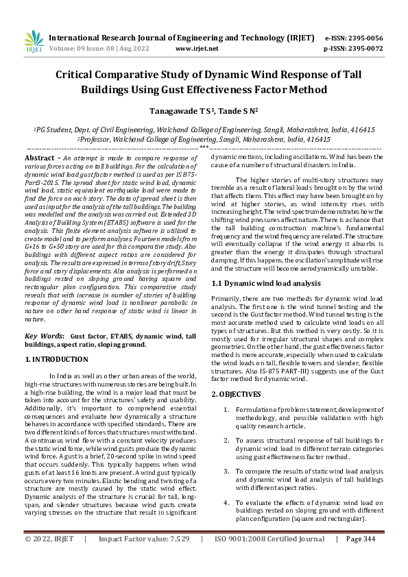 (PDF) Critical Comparative Study of Dynamic Wind Response of Tall Buildings Using Gust ...
