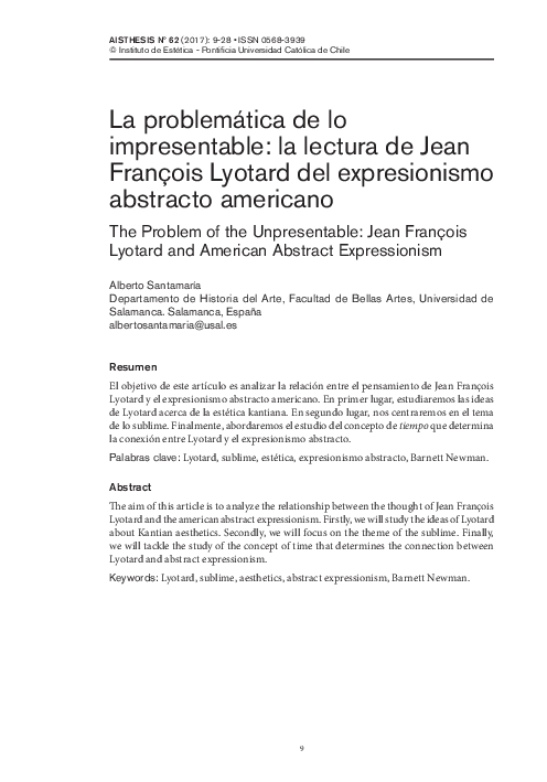 (PDF) La Problemática De Lo Impresentable: La Lectura De Jean François ...