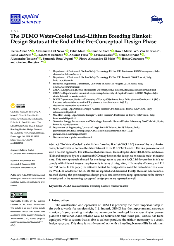(PDF) The DEMO Water-Cooled Lead–Lithium Breeding Blanket: Design ...