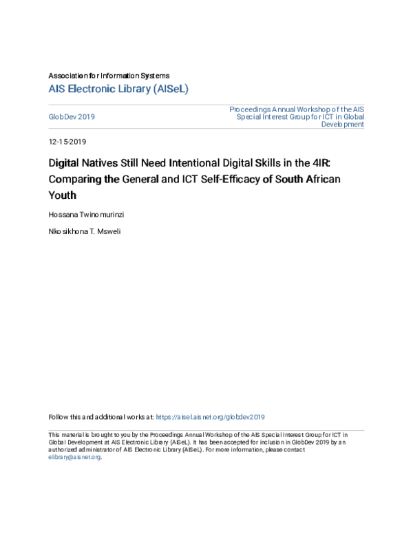 (PDF) Digital Natives Still Need Intentional Digital Skills in the 4IR ...