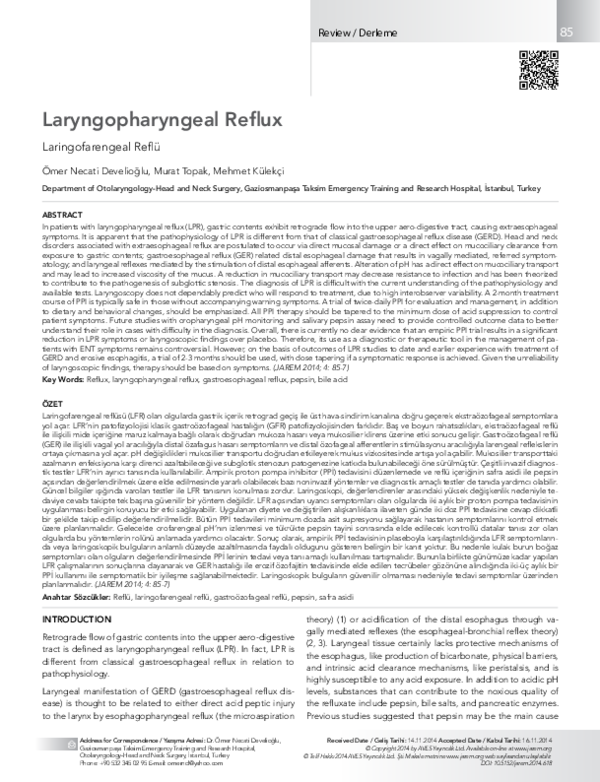 (PDF) Laryngopharyngeal Reflux