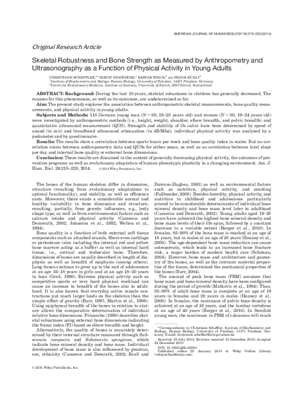 (PDF) Skeletal robustness and bone strength as measured by ...