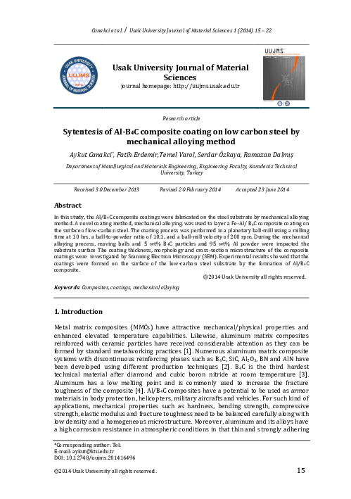 (PDF) Sytentesis of Al-B4C composite coating on low carbon steel by ...