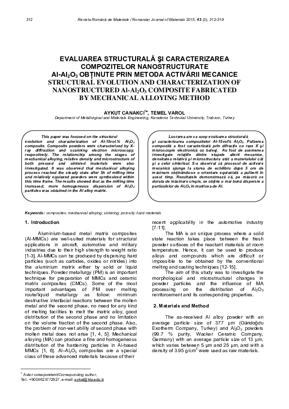 (PDF) Structural Evolution of Al-Al2O3 Nanocomposites