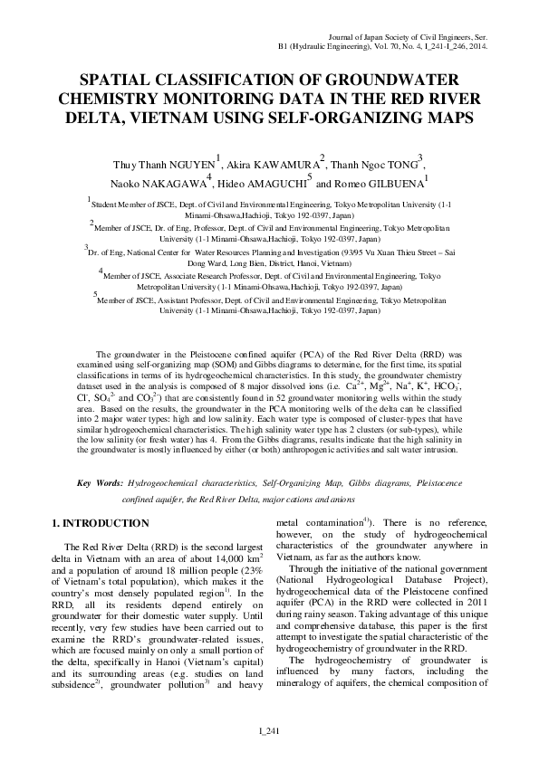 Pdf Spatial Classification Of Groundwater Chemistry Monitoring Data In The Red River Delta