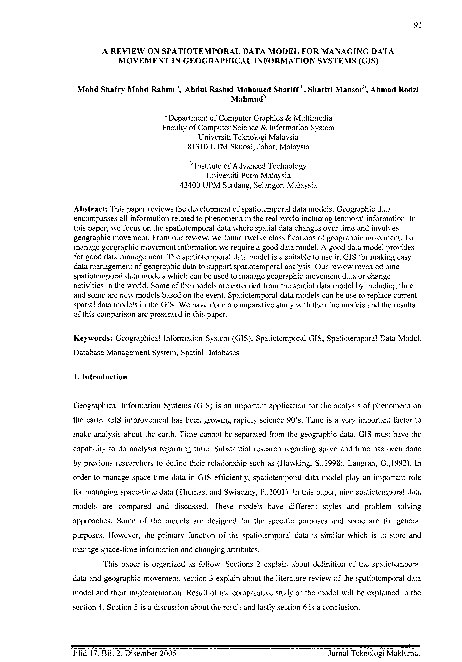 Pdf A Review On Spatiotemporal Data Model For Managing Data Movement