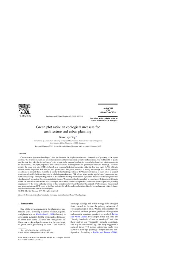 (PDF) Green plot ratio: an ecological measure for architecture and ...