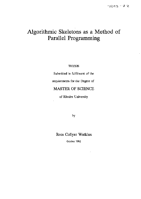 (PDF) Algorithmic skeletons as a method of parallel programming