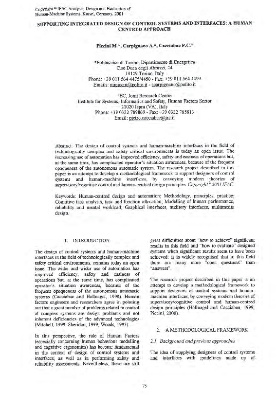 (PDF) Supporting Integrated Design of Control Systems and Interfaces: A ...