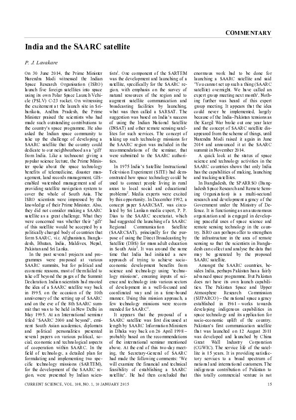 (PDF) India and the SAARC Satellite