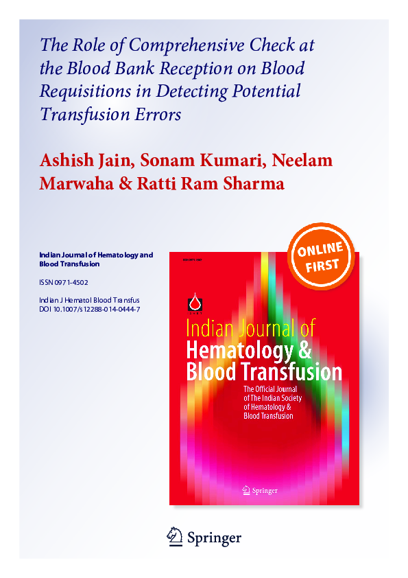 (PDF) The Role of Comprehensive Check at the Blood Bank Reception on ...
