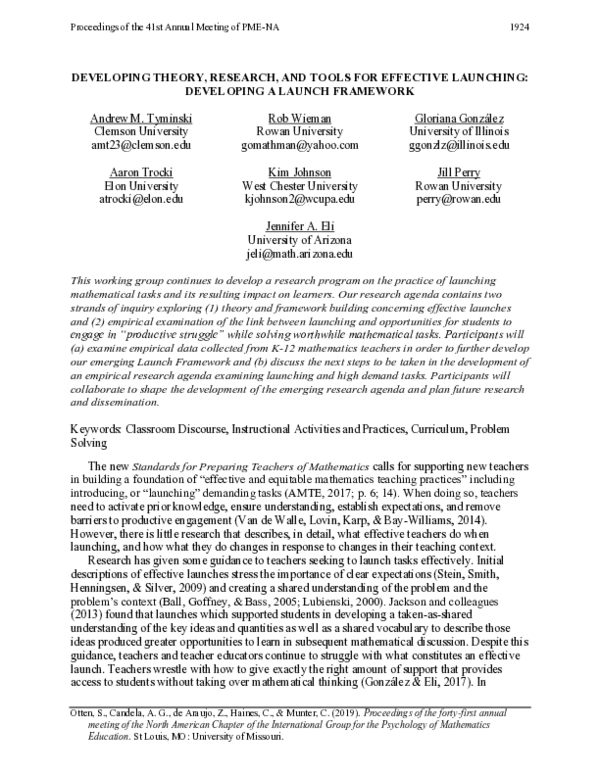 (PDF) Developing Theory, Research, and Tools for Effective Launching ...