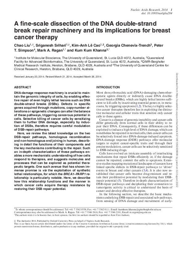 (PDF) A fine-scale dissection of the DNA double-strand break repair machinery and its ...