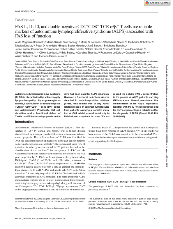 (PDF) FAS-L, IL-10, and double-negative CD4−CD8− TCR α/β+ T cells are ...