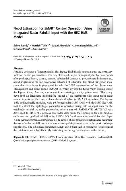 (PDF) Flood Estimation for SMART Control Operation Using Integrated Radar Rainfall Input with ...