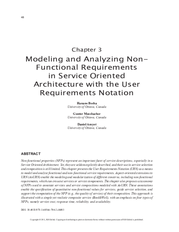 (PDF) Modeling and Analyzing Non-Functional Requirements in Service Oriented Architecture with ...