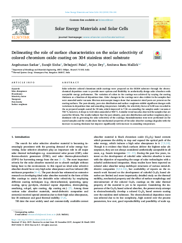 (PDF) Delineating the role of surface characteristics on the solar ...