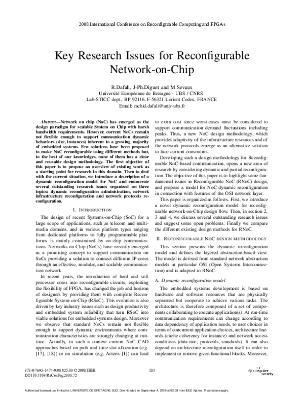 (PDF) Reconfigurable Network-on-Chip Research Issues