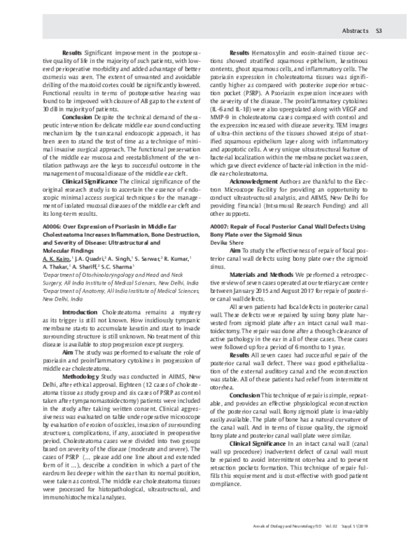 (PDF) Repair of Focal Posterior Canal Wall Defects Using Bony Plate ...