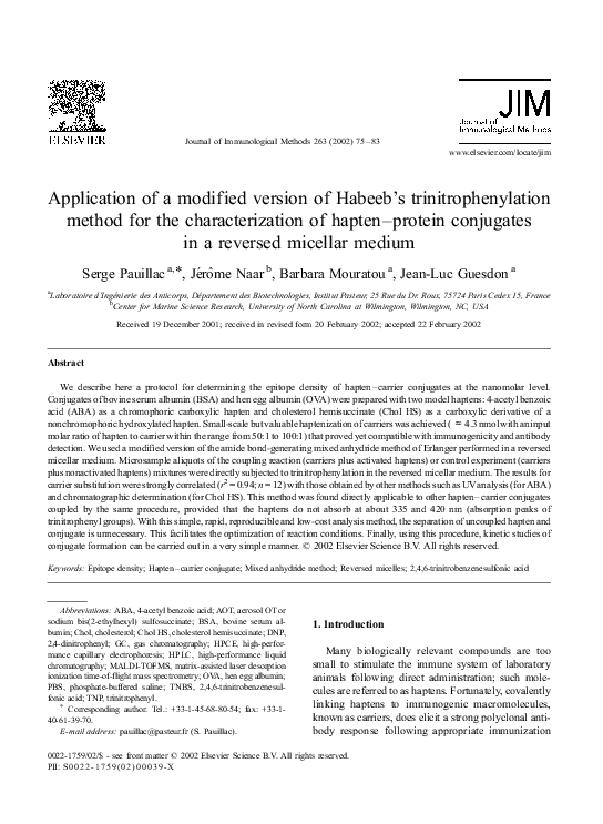 (PDF) Application of a modified version of Habeeb's trinitrophenylation method for the ...