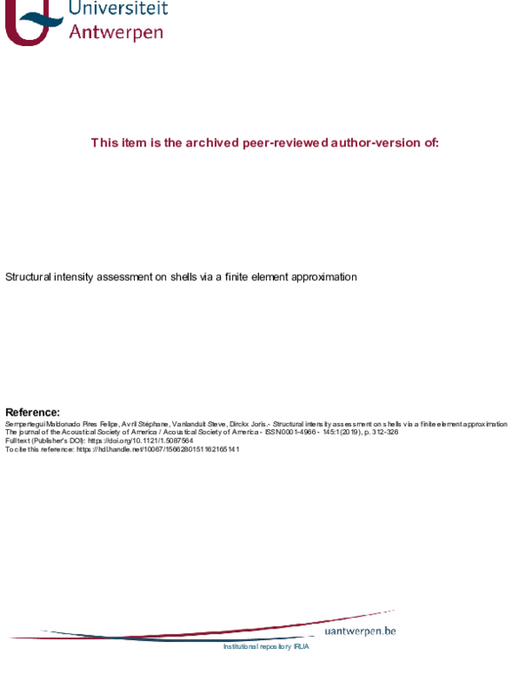 (PDF) Structural intensity assessment on shells via a finite element approximation | Felipe ...